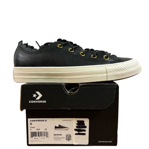Converse | Shoes | Converse Ctas Ox Frilly Thrills Black Gold Egret ...